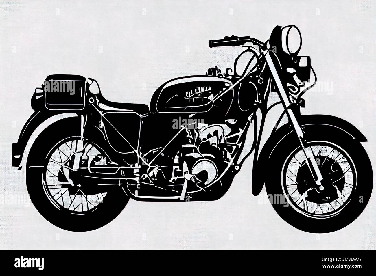 a black and white drawing of a motorcycle on a white background with a ...