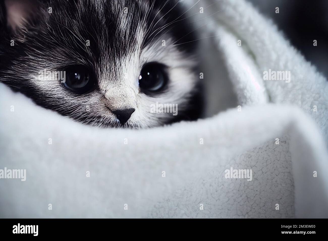a kitten is peeking out from a blanket that is covering it's face and ...