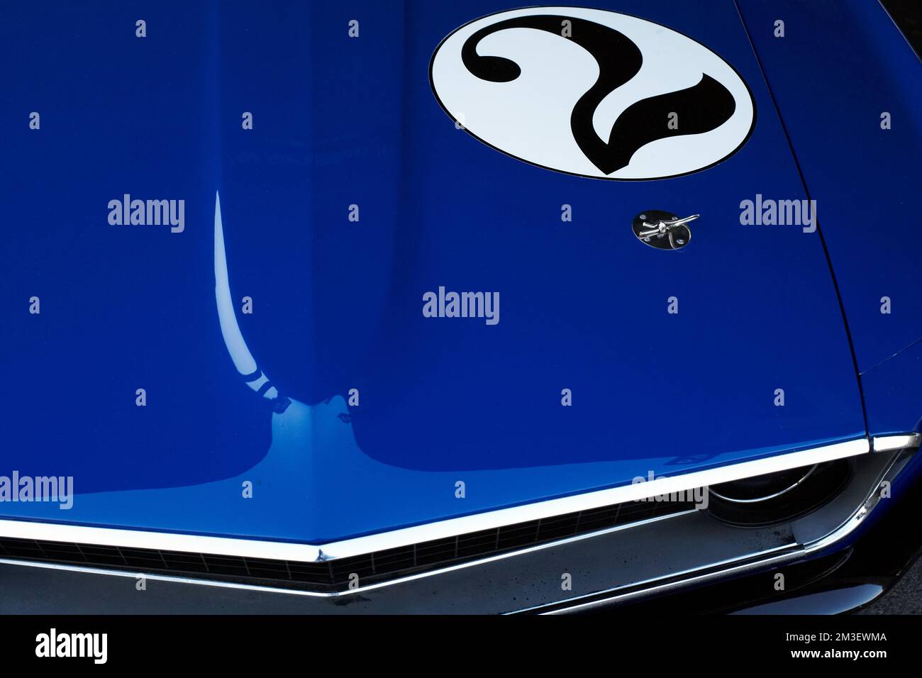 Classic race car number 2 on bonnet hood Stock Photo - Alamy