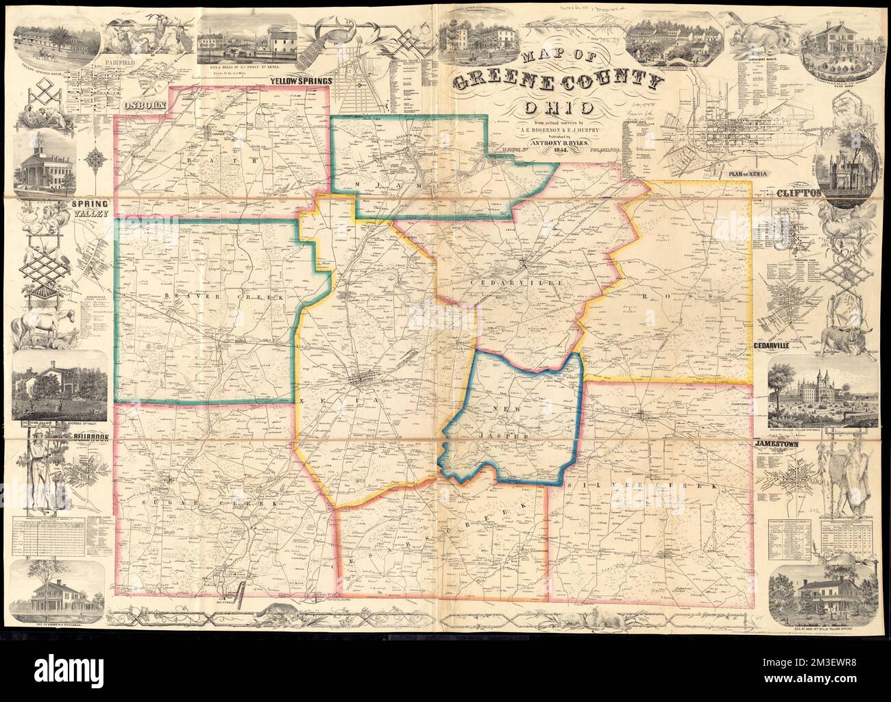 Map of Greene County, Ohio , Buildings, Ohio, Greene County, Pictorial ...