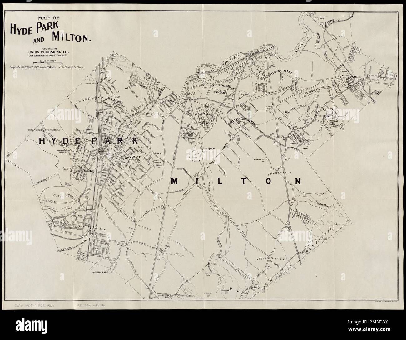 Map of Hyde Park and Milton , Hyde Park Boston, Mass., Maps, Milton ...