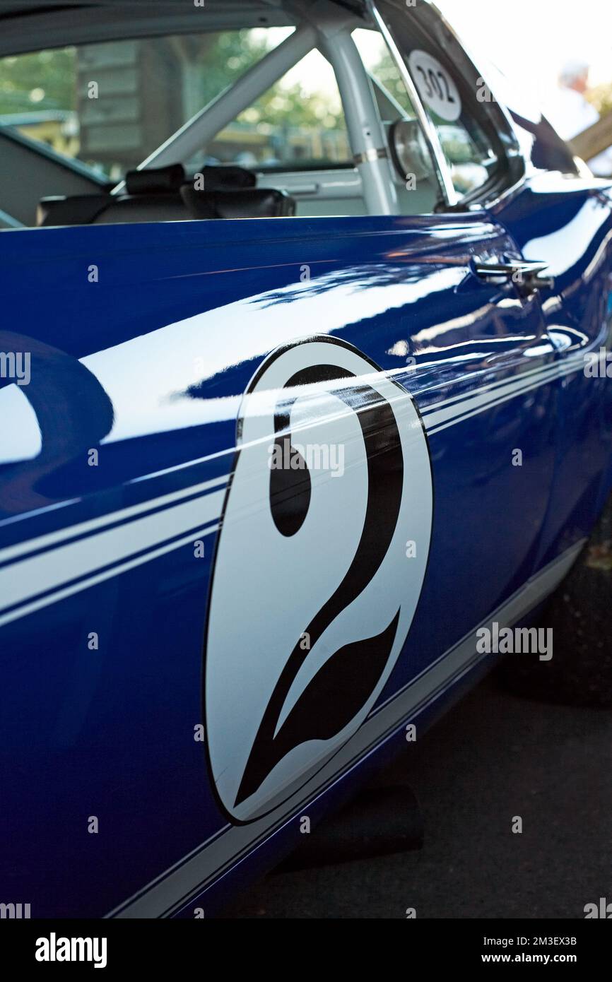 Classic race car number 2 detail on driver side Stock Photo - Alamy