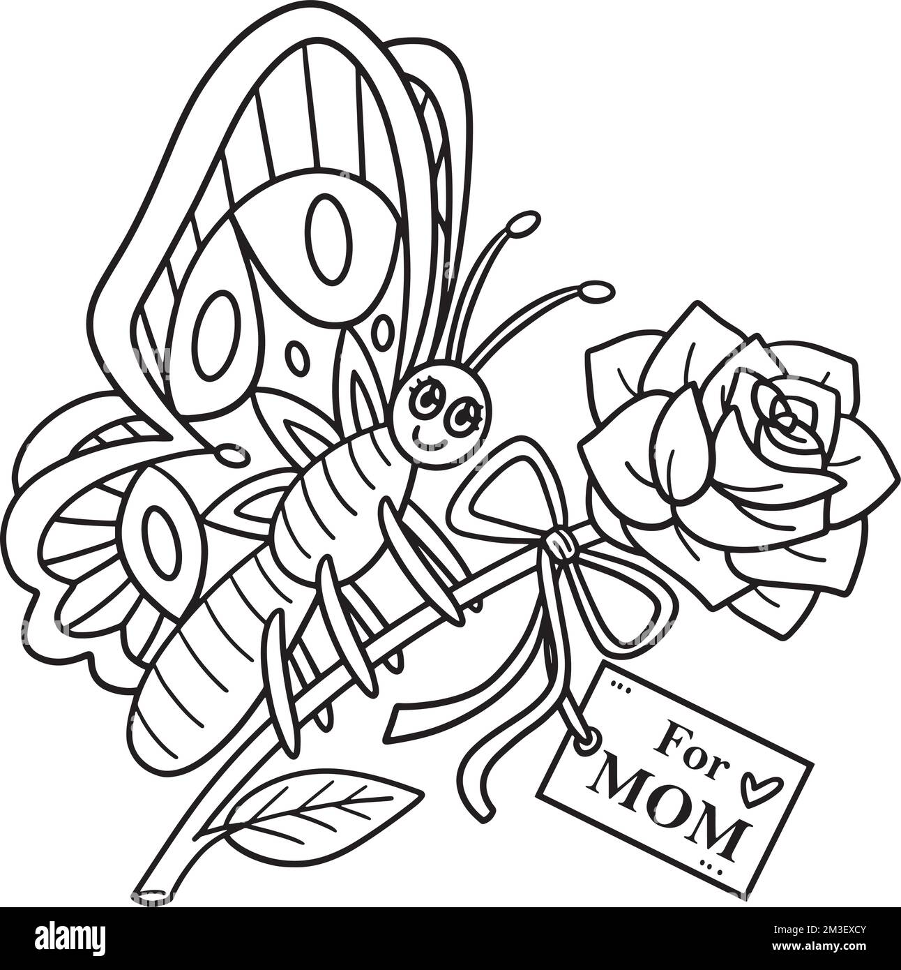 Mothers Day Butterfly Carrying Flower Isolated Stock Vector Image & Art ...
