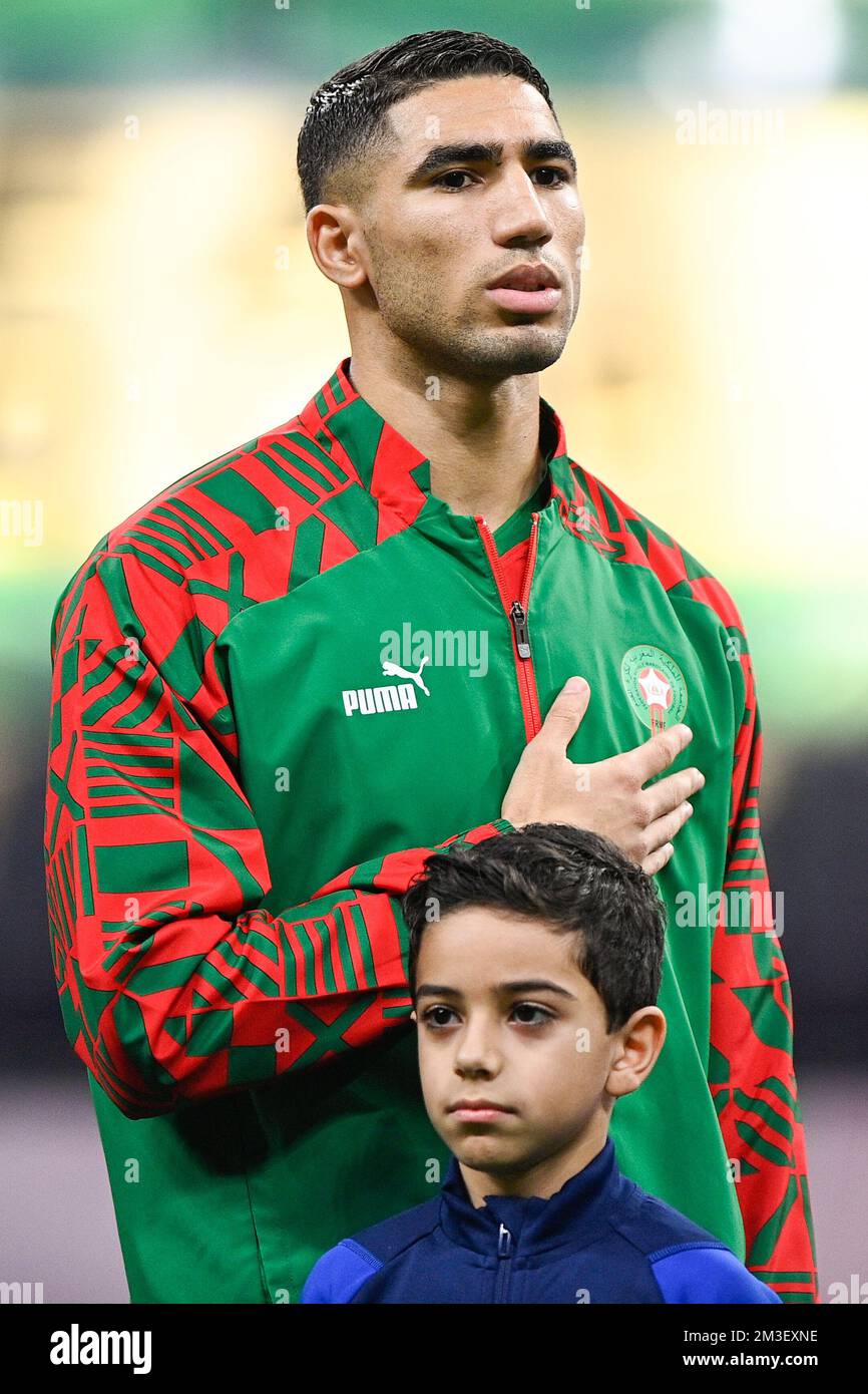 AL KHOR, QATAR - DECEMBER 14: Achraf Hakimi of Morocco prior to the Semi Final - FIFA World Cup ...