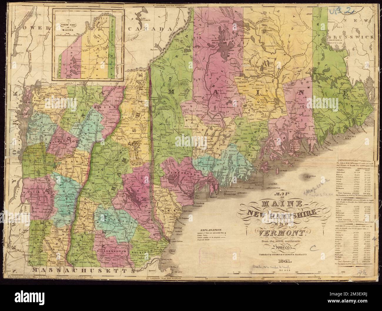 Map of Maine, New Hampshire and Vermont, from the most authentic ...