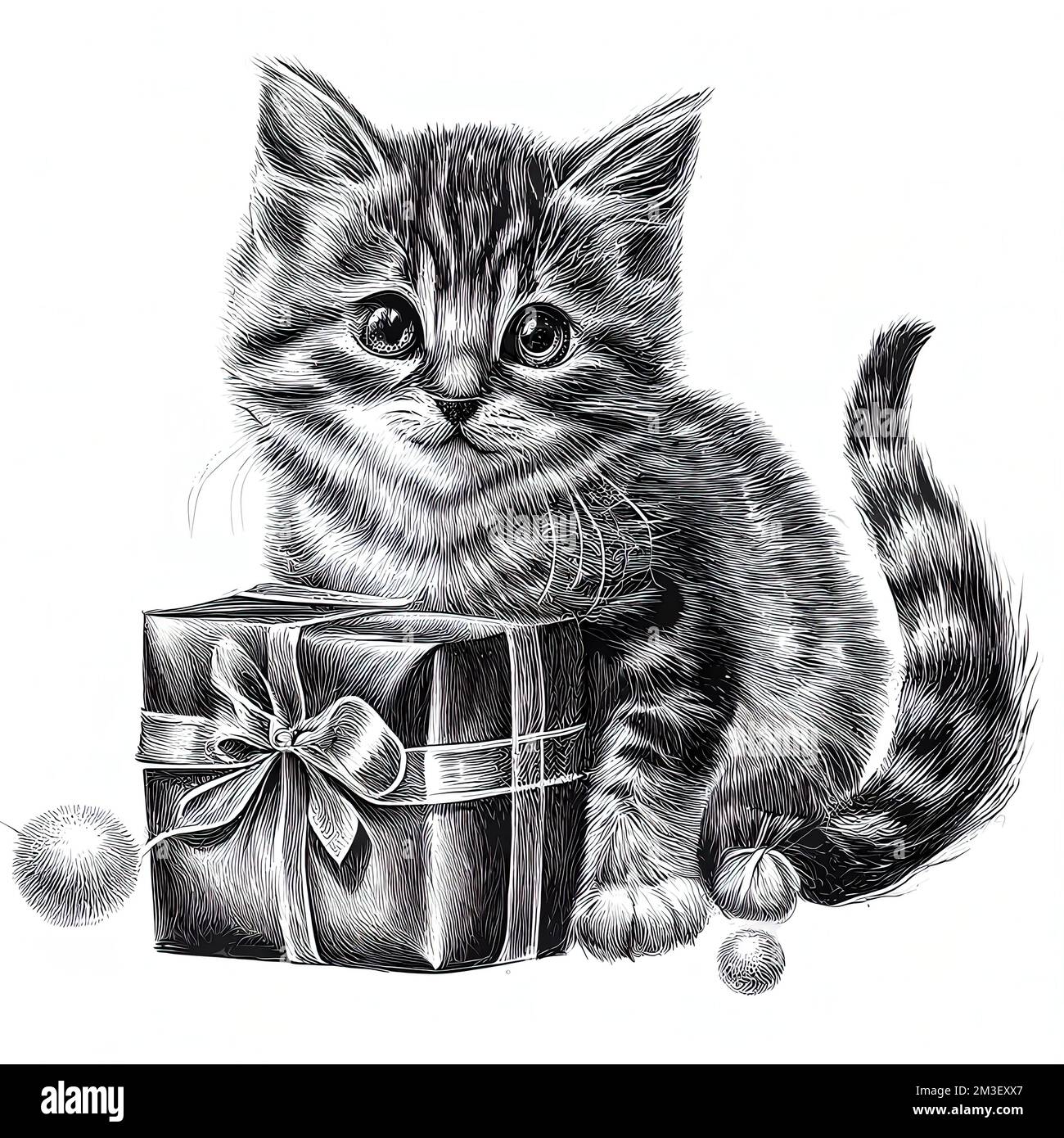 Sitting Cat Front Drawing