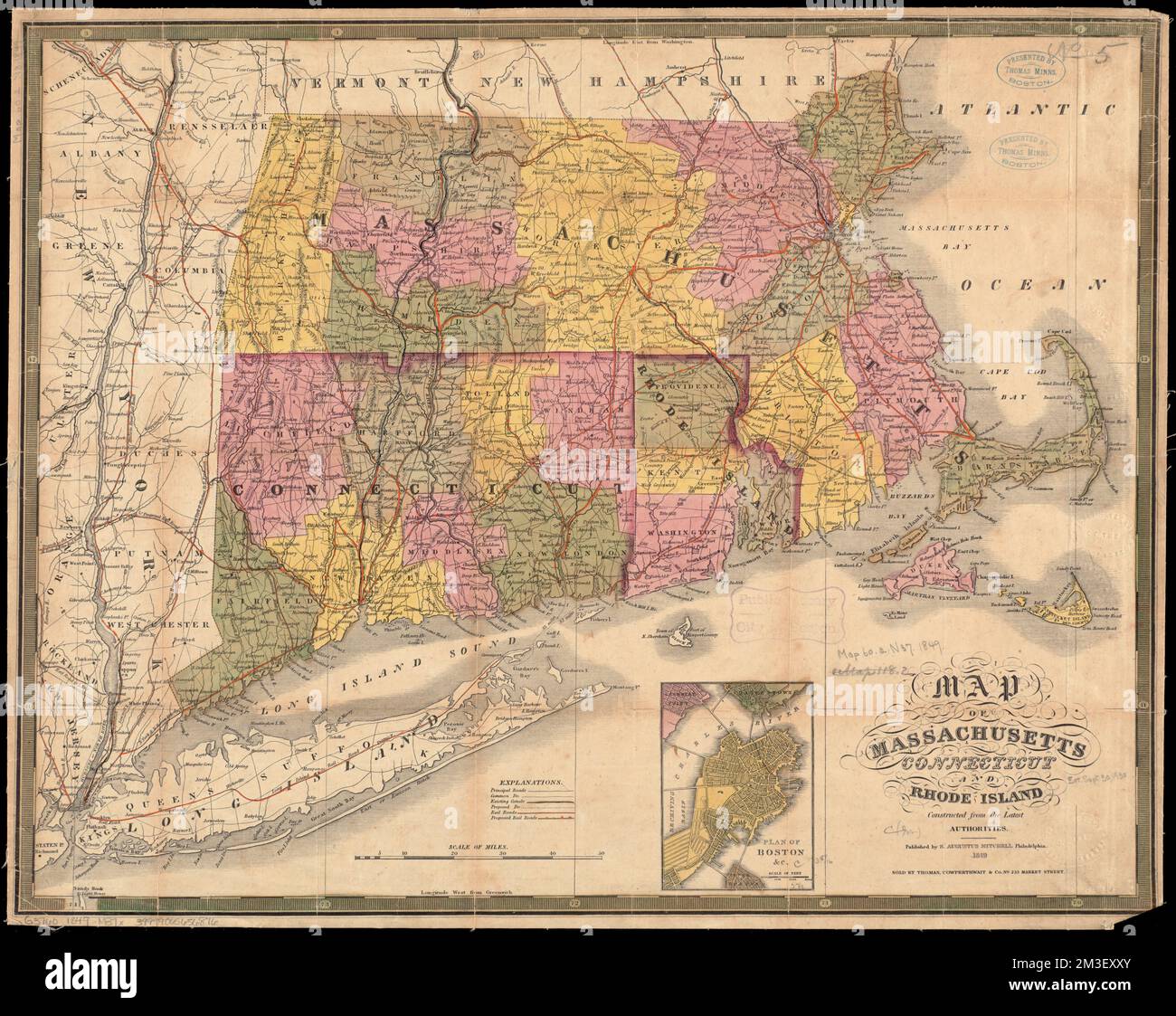 Map of Massachusetts, Connecticut and Rhode Island constructed from the ...