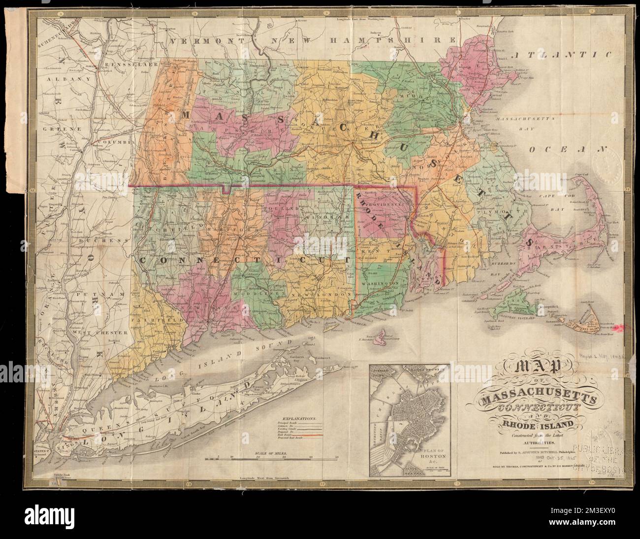 Map of Massachusetts, Connecticut and Rhode Island constructed from the ...