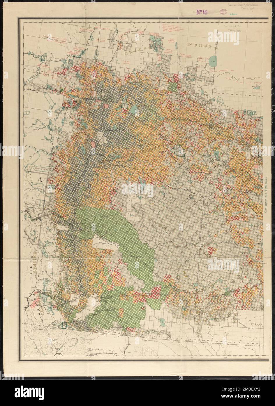 Map of Manitoba, Saskatchewan and Alberta , Land settlement, Prairie ...