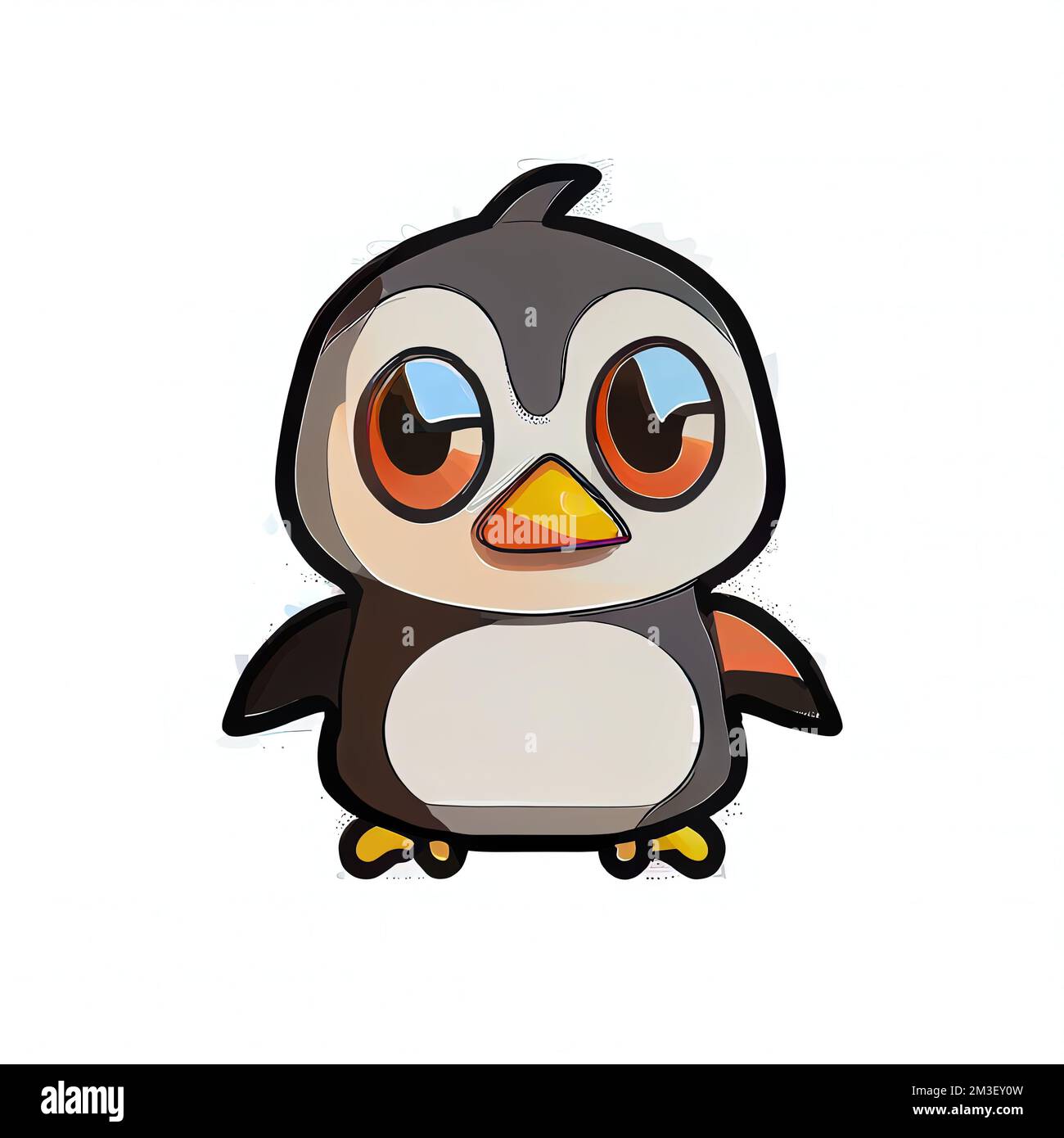 a penguin with big eyes and a black beak is standing in front of a ...