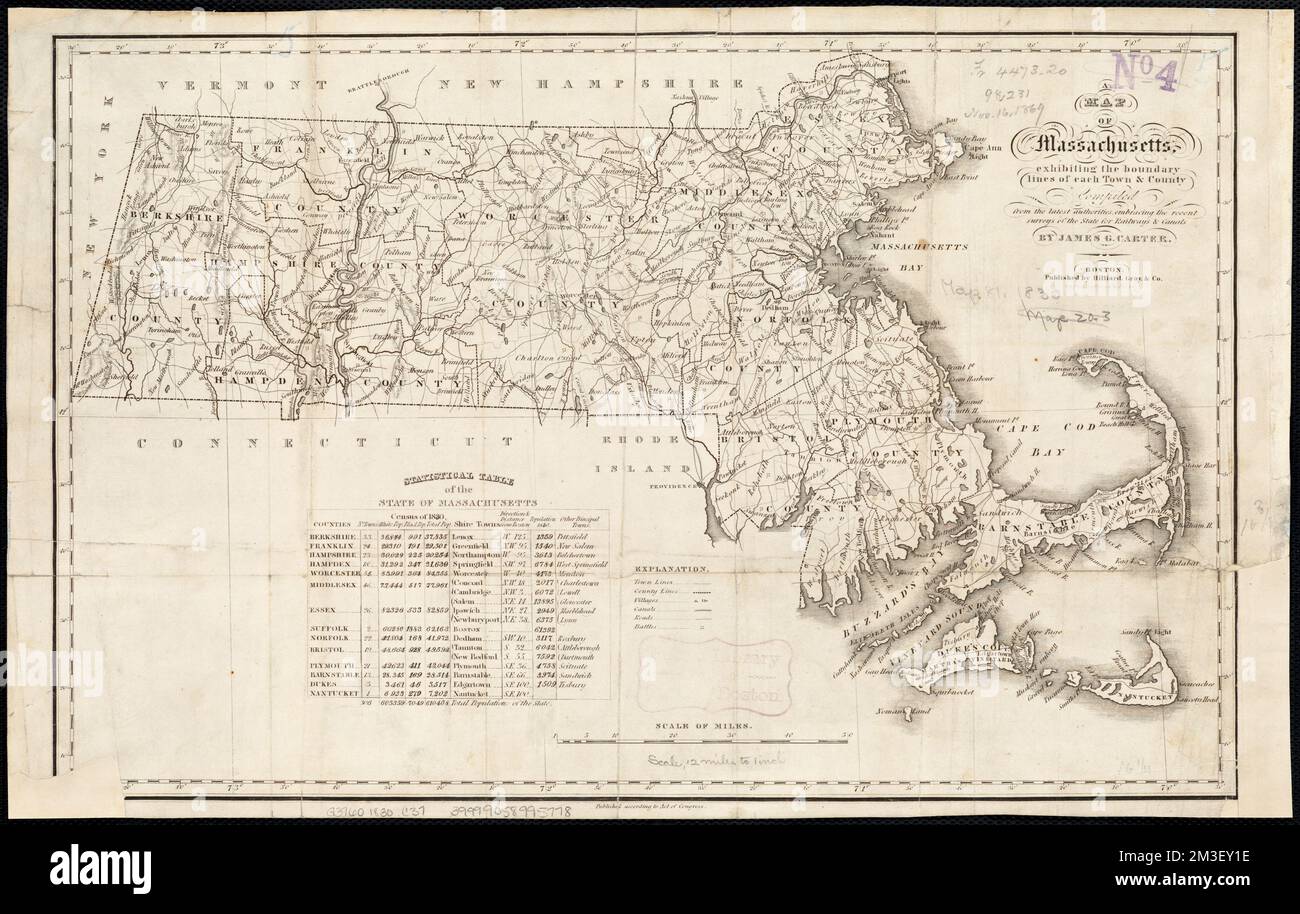 A map of Massachusetts, exhibiting the boundary lines of each town and ...