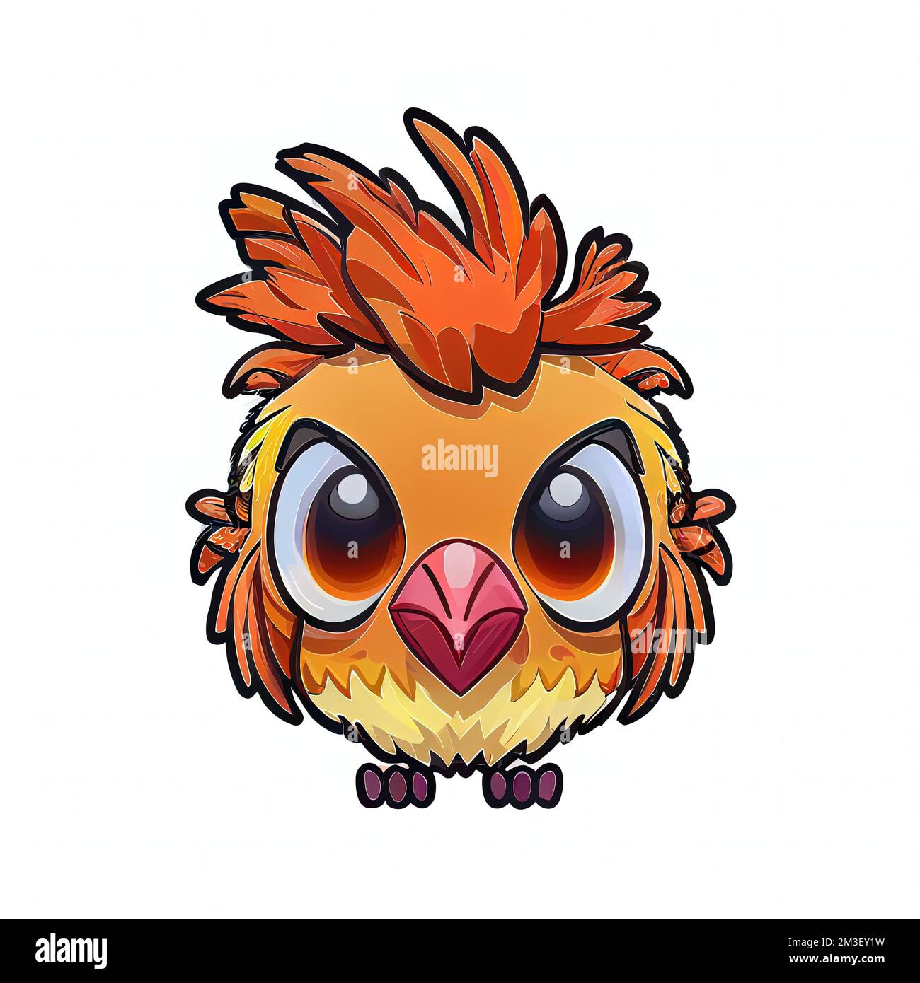 a cartoon bird with a red mohawk on its head and big eyes Stock Photo ...