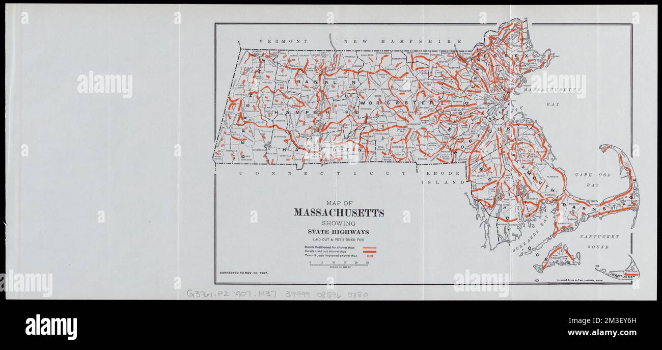 Map of Massachusetts showing state highways laid out & petitioned for ...
