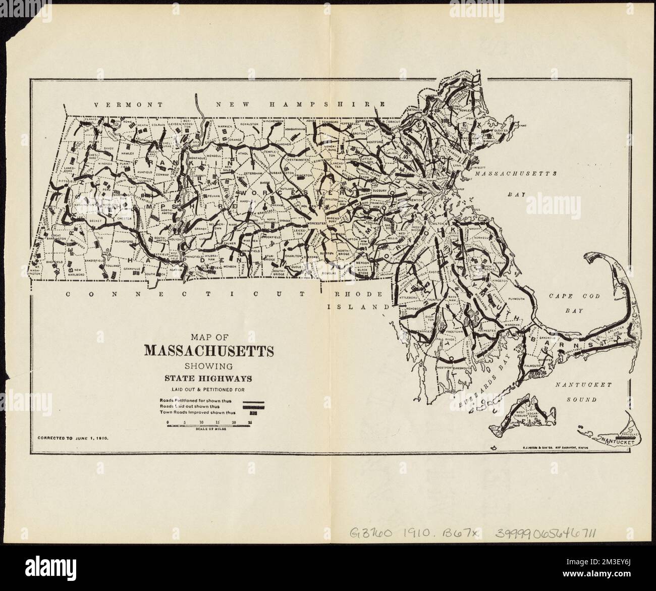 Map of Massachusetts showing state highways laid out & petitioned for ...