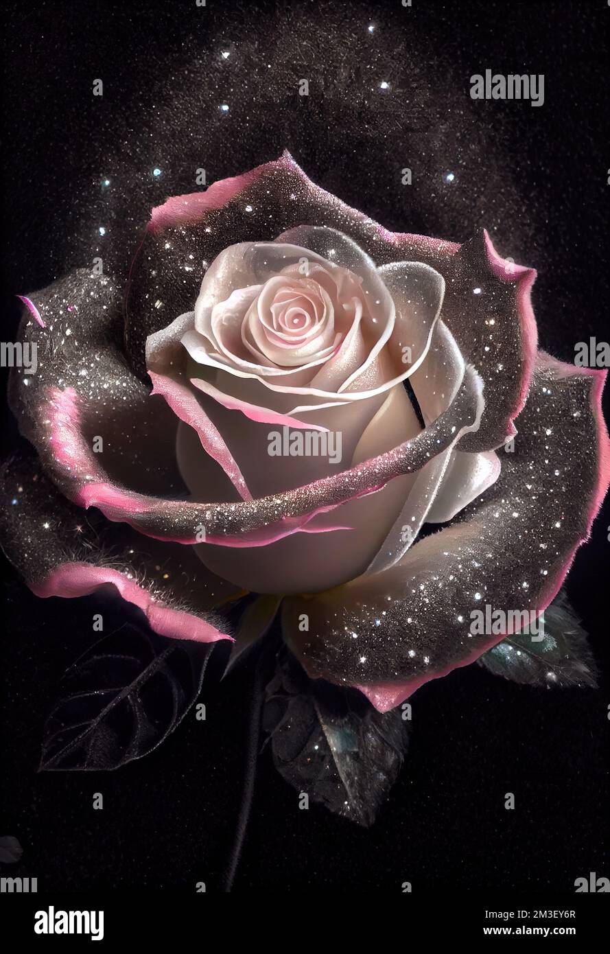 White Rose With Purple Tips