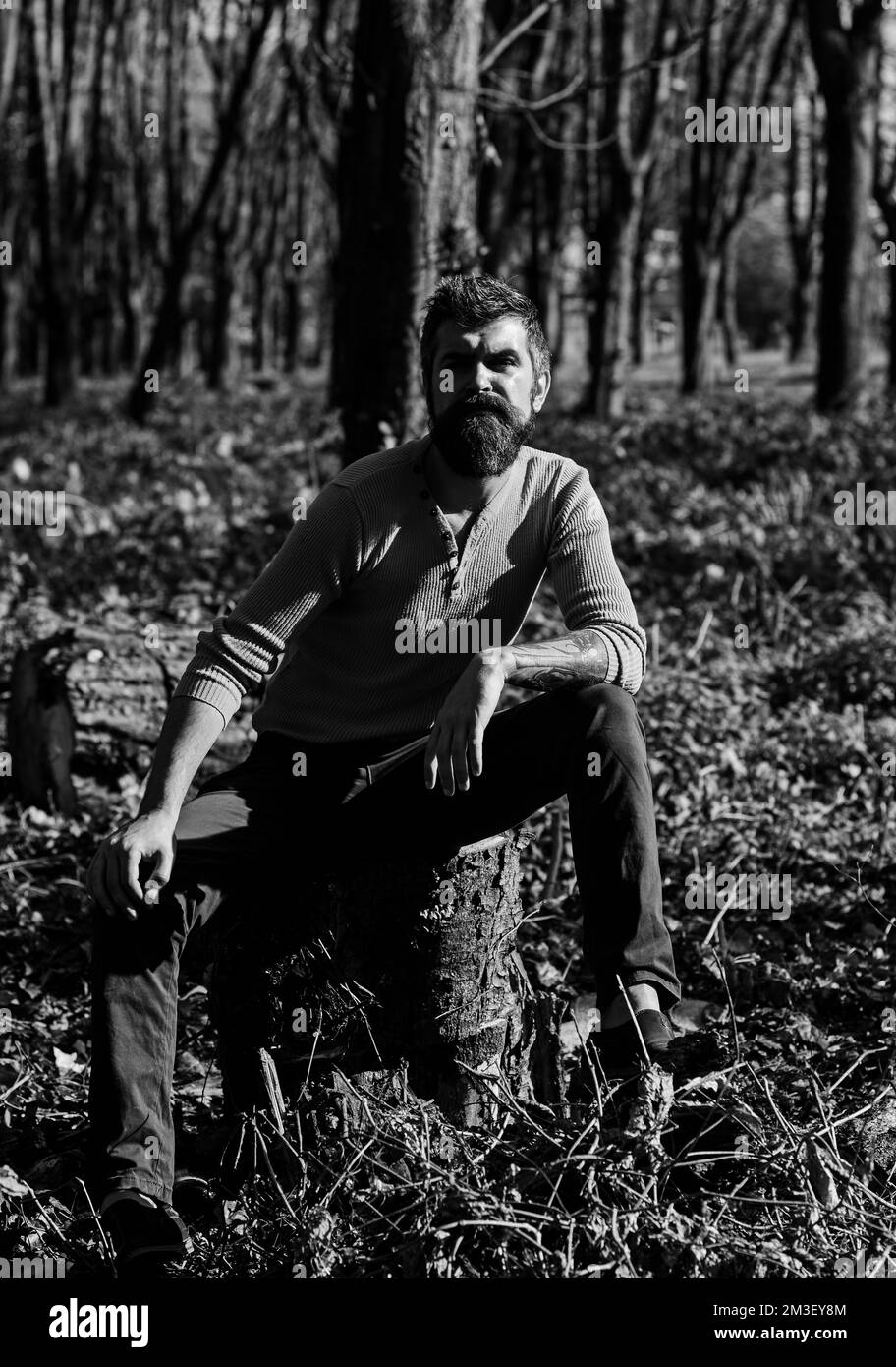 Man with confident face on nature background Stock Photo - Alamy