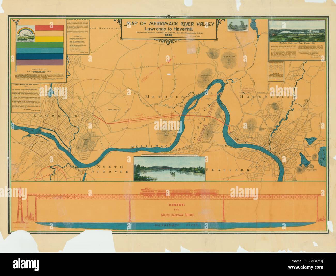 Map of Merrimack River valley Lawrence to Haverhill , Flags. Lawrence ...
