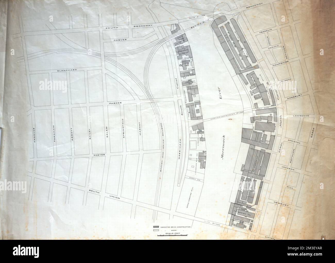 Map of mills along the Merrimack River between Broadway and Union ...