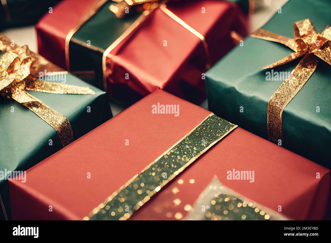 Group wrapped presents bows hi-res stock photography and images - Alamy