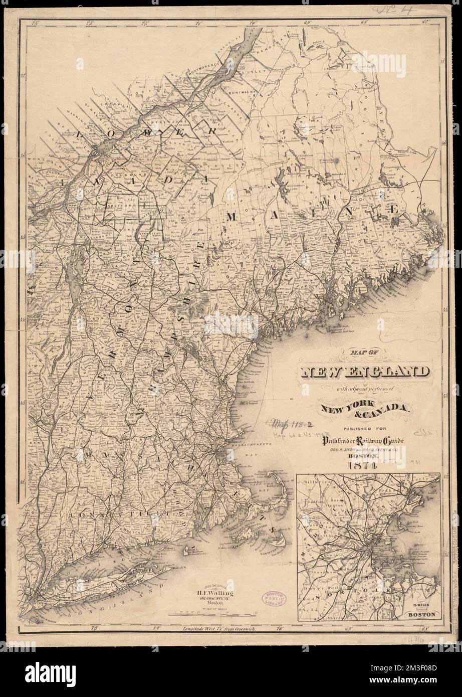 Map of New England with adjacent portions of New York & Canada ...