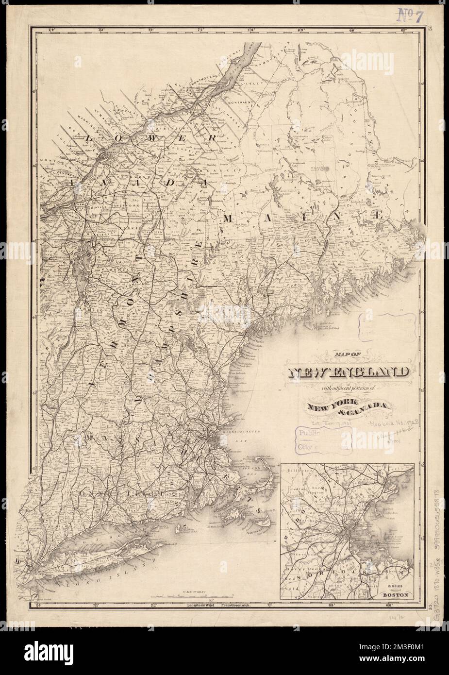 Map of New England with adjacent portions of New York & Canada ...
