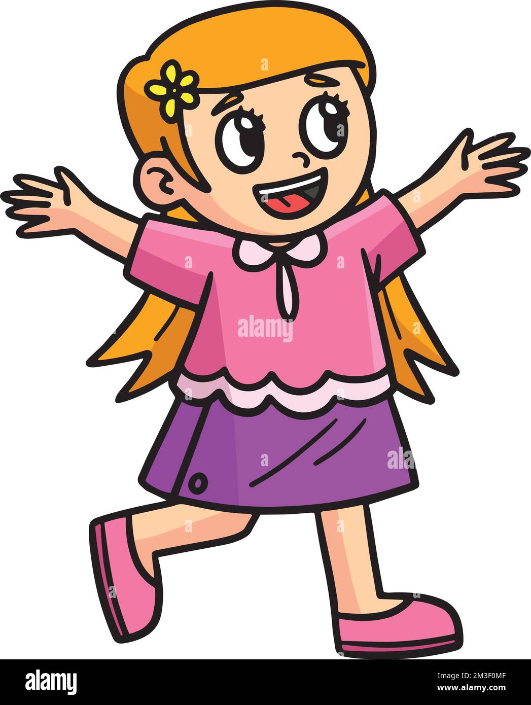 Happy girl cartoon hi-res stock photography and images - Alamy