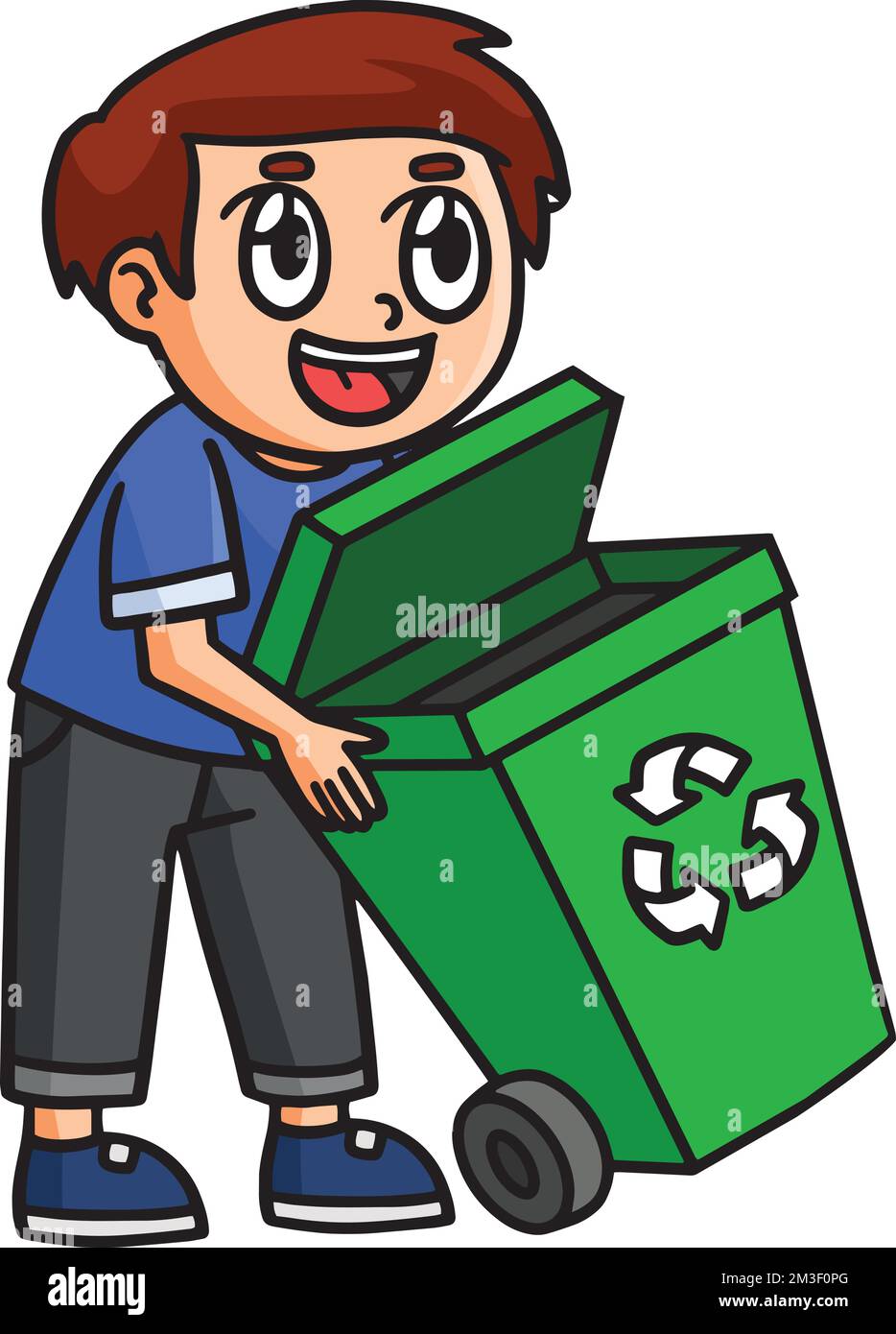 Earth Day Boy Holding Trash Can Cartoon Clipart Stock Vector Image ...