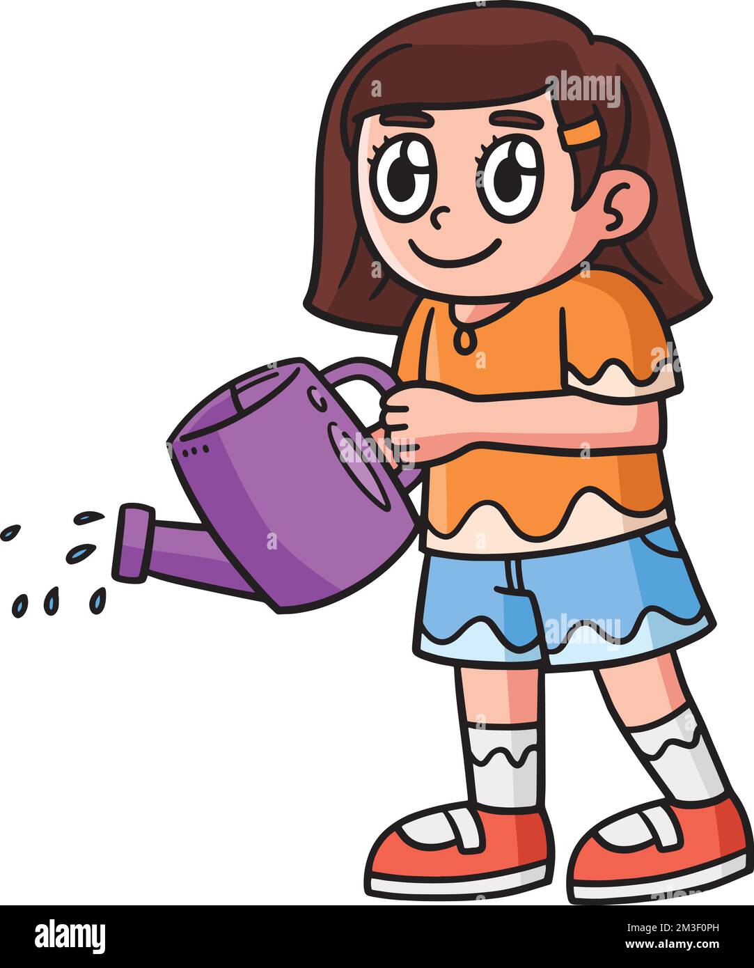 Earth Day Girl Watering Plants Cartoon Clipart Stock Vector Image & Art ...