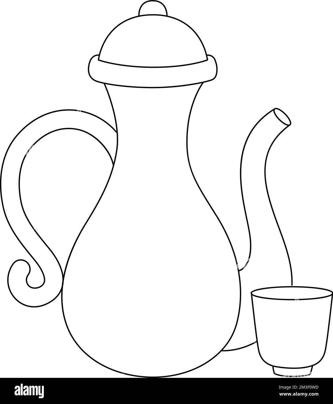 Ramadan Tea Set Isolated Coloring Page for Kids Stock Vector Image ...
