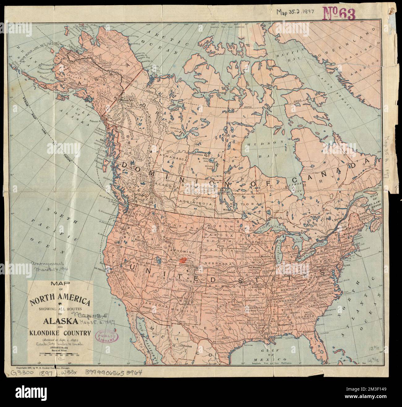 Map of North America : showing all routes to Alaska and Klondike ...