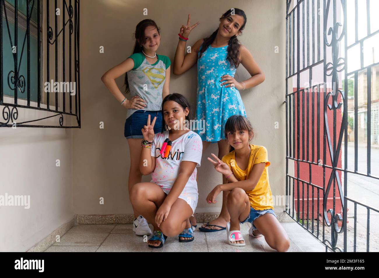 Portrait of happy Cuban girls, Holguin, Cuba Stock Photo - Alamy