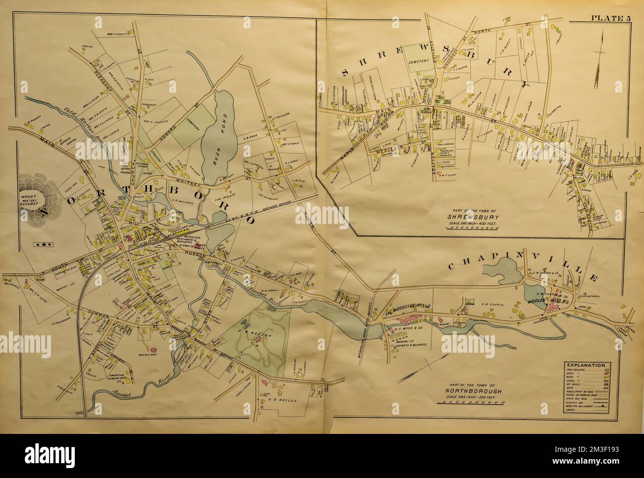 Map of part of the town of Northborough ,. Westborough Stock Photo - Alamy