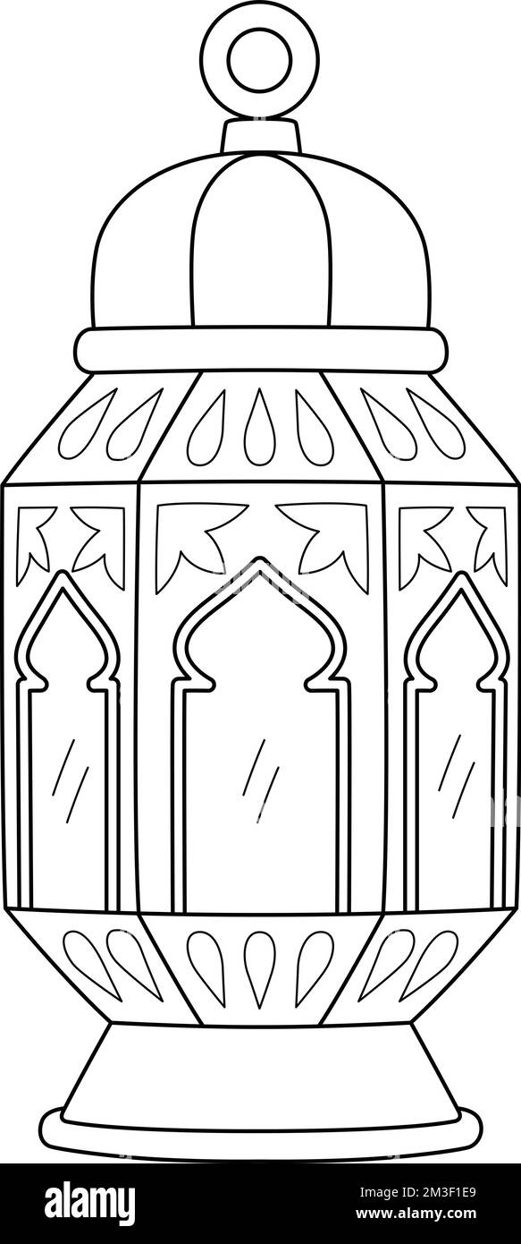 Ramadan Lantern Isolated Coloring Page for Kids Stock Vector Image ...