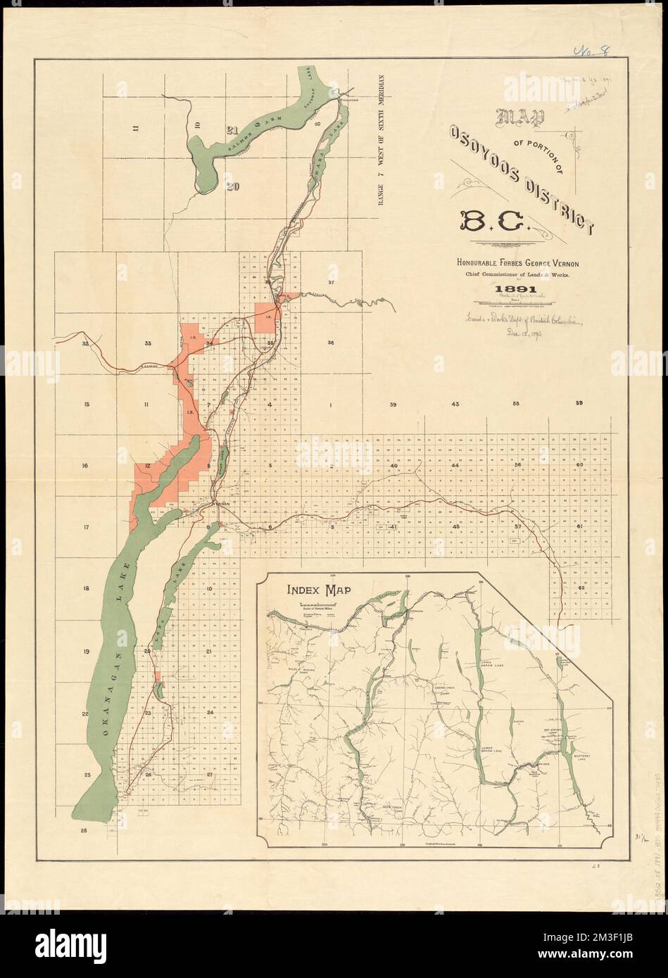 Map of portion of Osoyoos District, B.C , Railroads, British Columbia ...