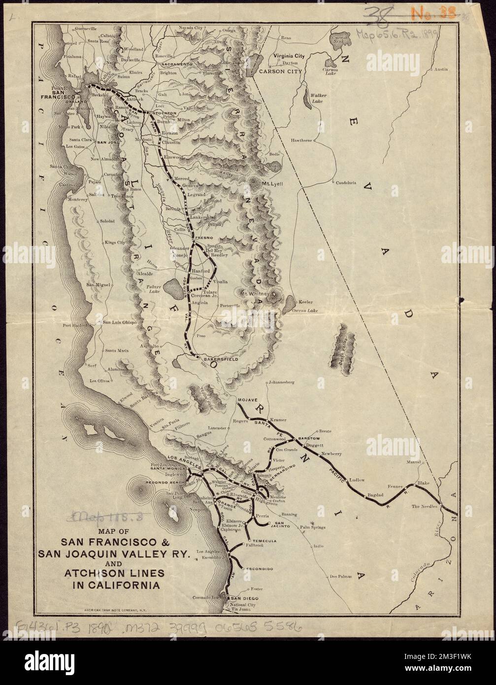 Map of San Francisco & San Joaquin Valley Ry. and Atchison lines in ...