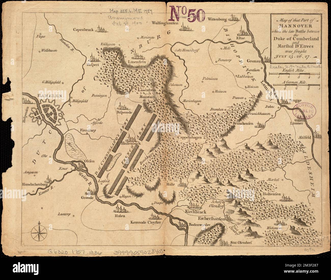 Map of that part of Hannover where the late battle between the Duke of ...