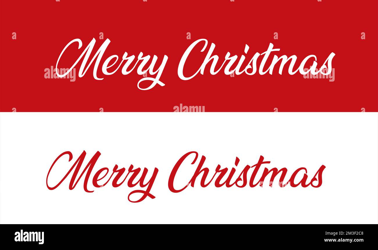 Merry Christmas script hand lettering on white and red backgrounds ...