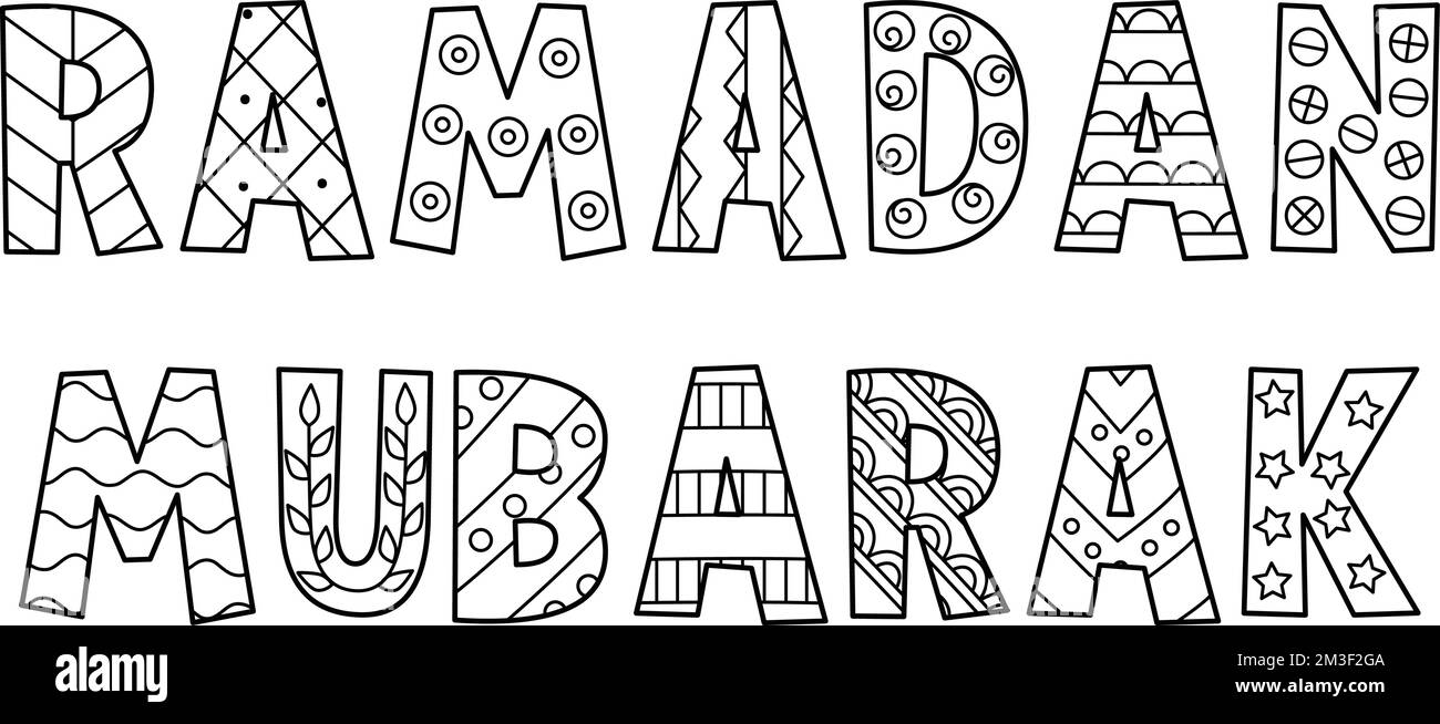 Ramadan Mubarak Isolated Coloring Page for Kids Stock Vector Image ...