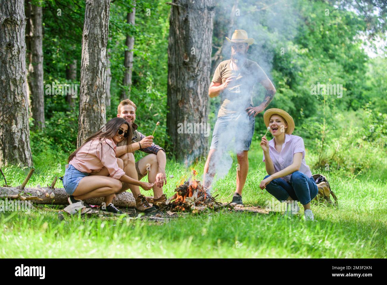Weekend in forest benefits. Roasting marshmallows popular group ...