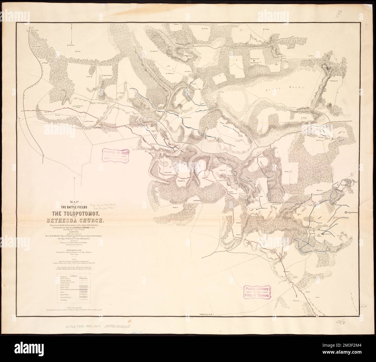 Map of the battle fields of the Tolopotomoy, and Bethesda Church ...