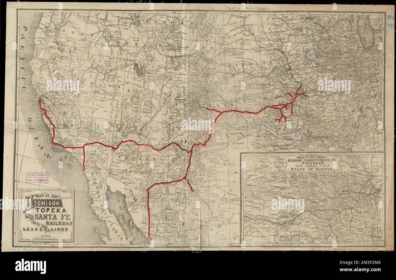 Map of the Atchison Topeka and Santa Fe Railroad and its leased lines , Atchison, Topeka, and ...