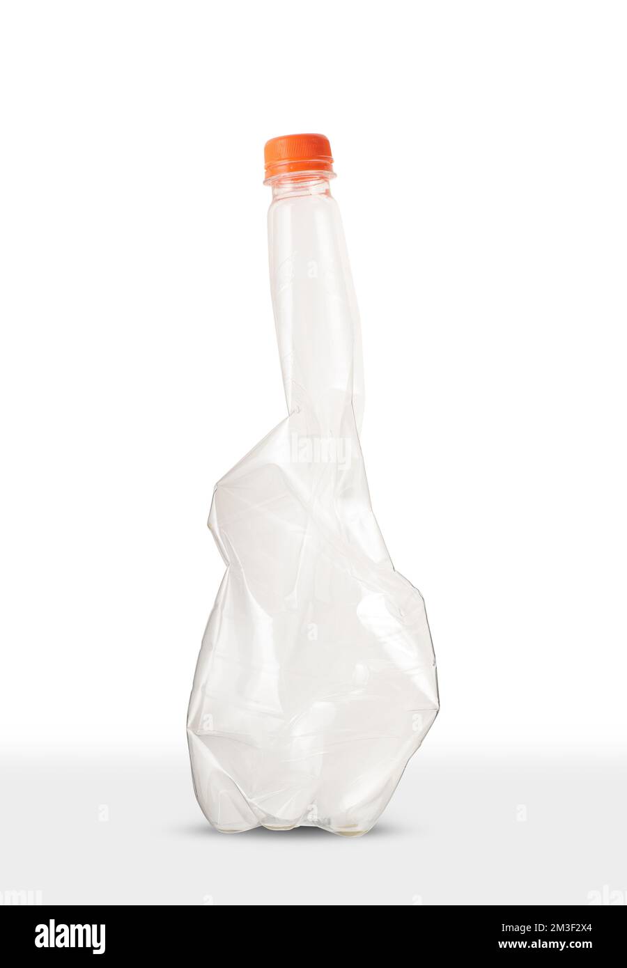 empty crushed plastic soda bottle on white background Stock Photo - Alamy