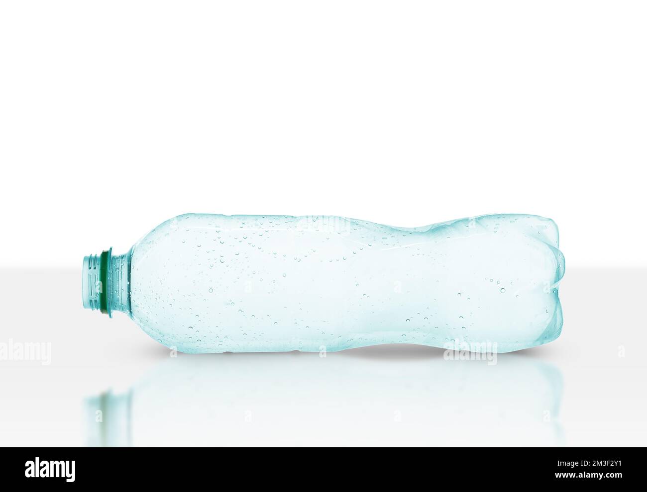 empty plastic water bottle horizontally isolated on white background ...