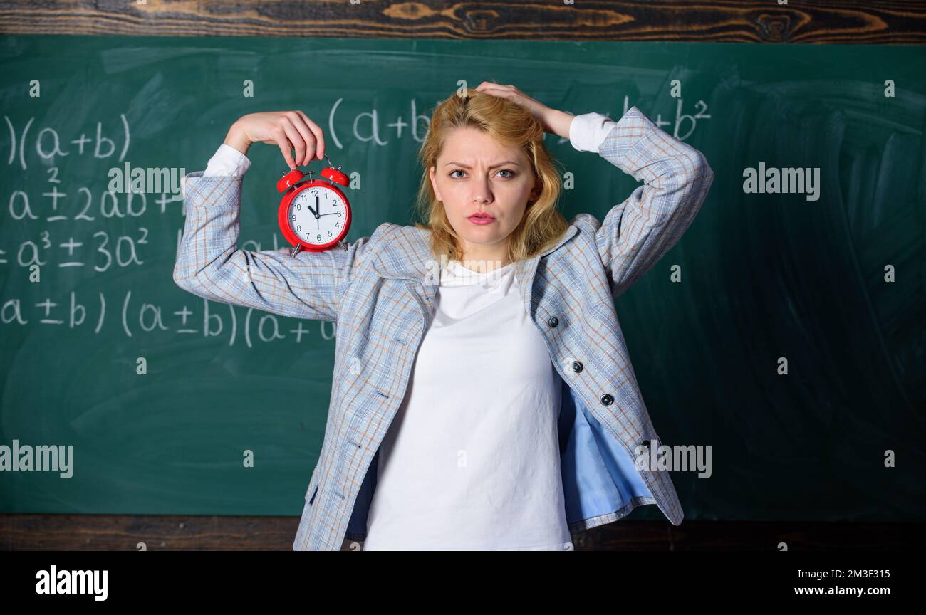 Lessons schedule concept. Time for break. Time has matter for her ...