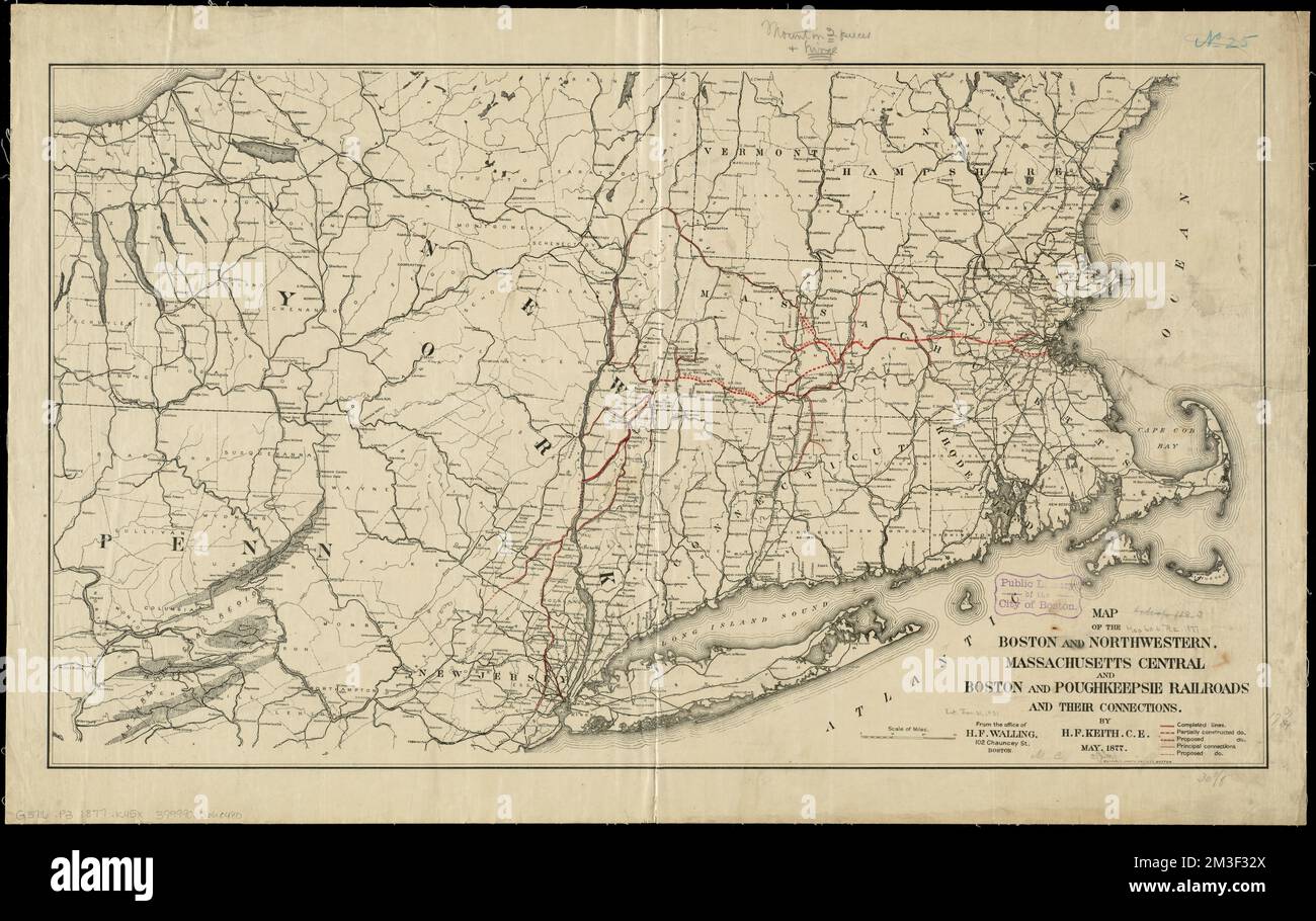 Map of the Boston and Northwestern, Massachusetts Central, and Boston ...