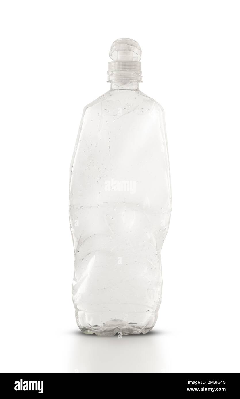 empty plastic water bottle on white background Stock Photo - Alamy