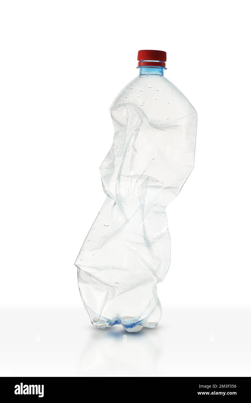 empty plastic water bottle on white background Stock Photo - Alamy