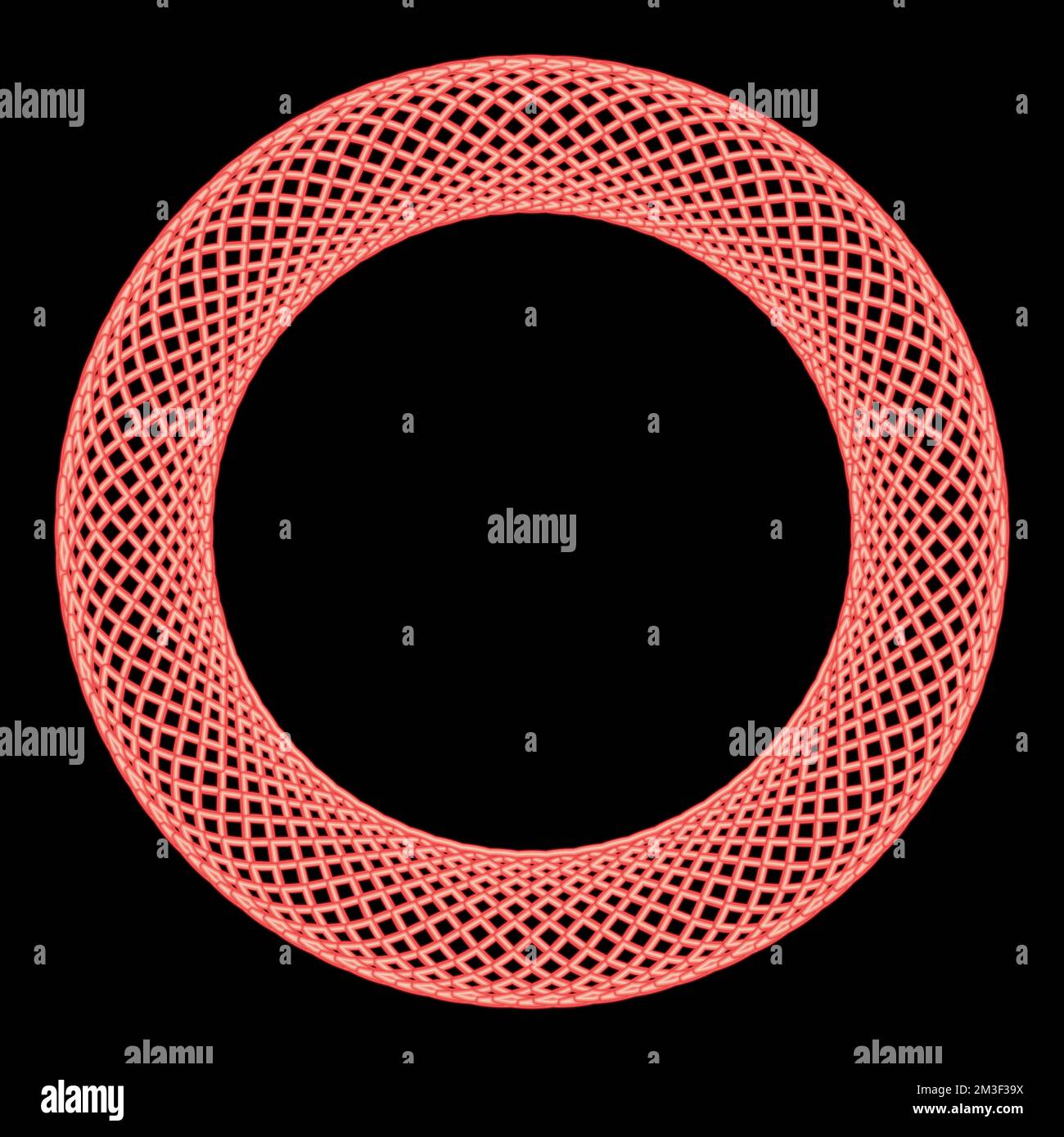 Neon spirograph element empty in center Abstract concentric symbol red ...