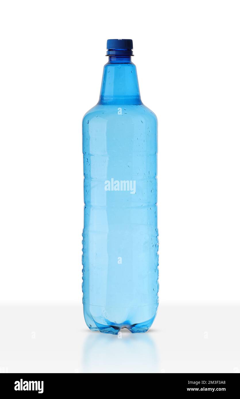 blue plastic bottle on white background Stock Photo - Alamy