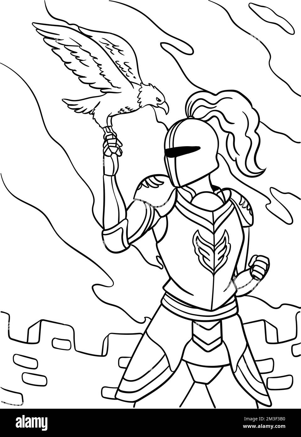 Knight with an Eagle Coloring Page for Kids Stock Vector Image & Art ...